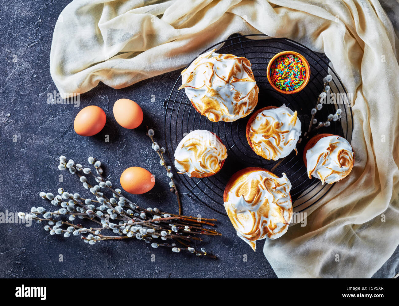 delicious sweet easter bread, panettone topped with whipped egg whites ...