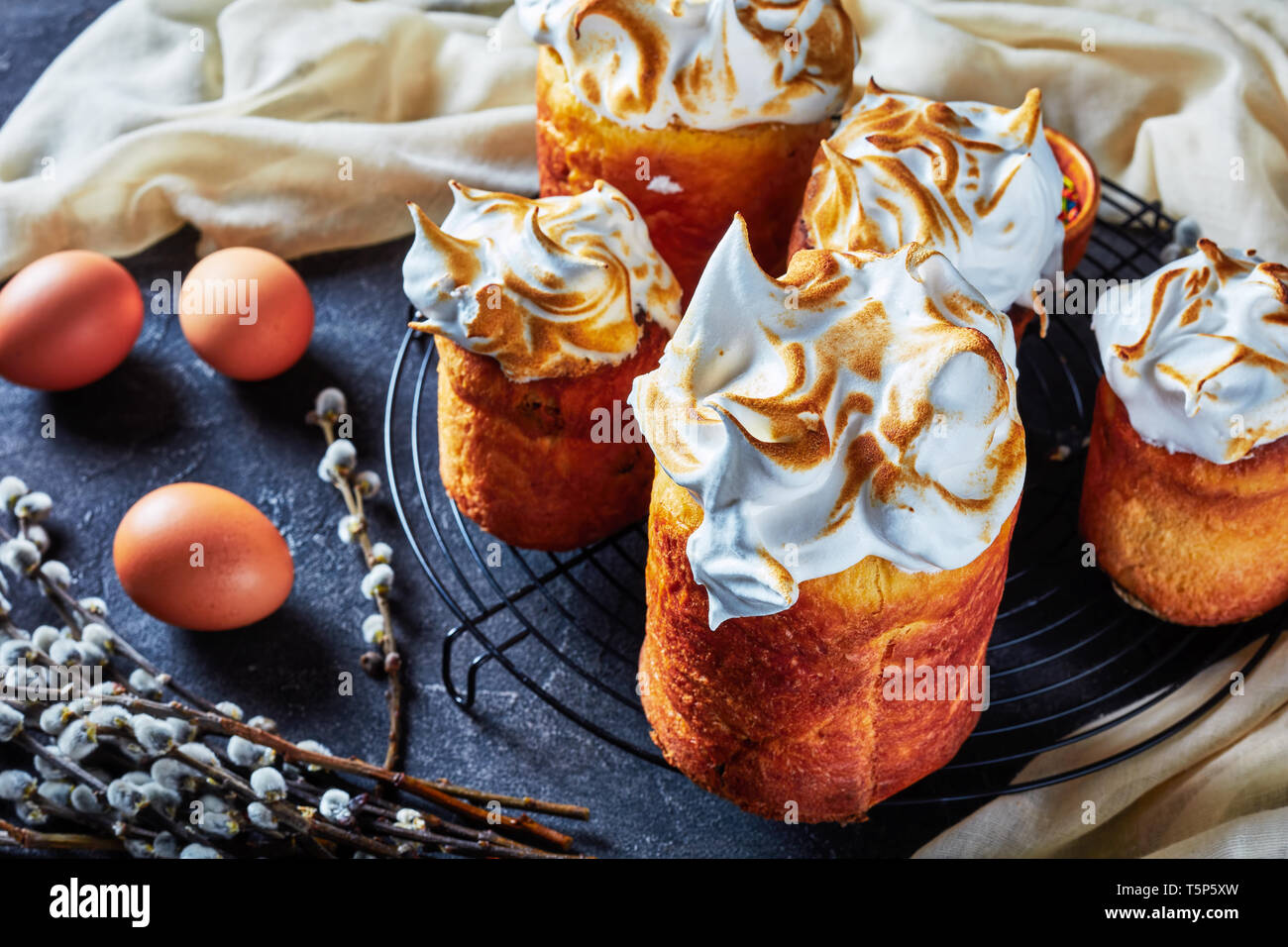 delicious sweet easter bread, panettone topped with whipped egg whites ...