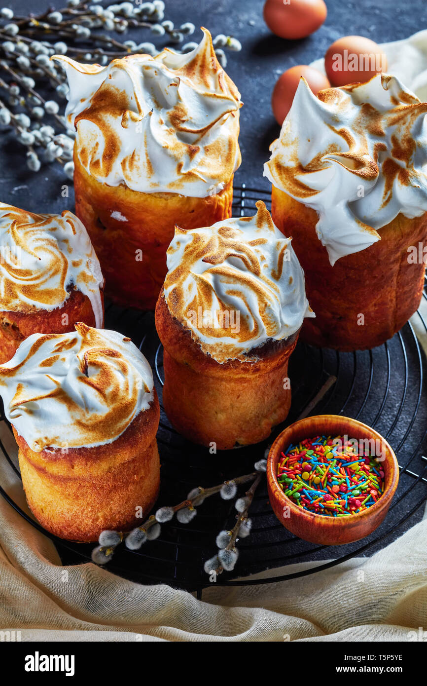 delicious sweet easter bread, panettone topped with whipped egg whites ...