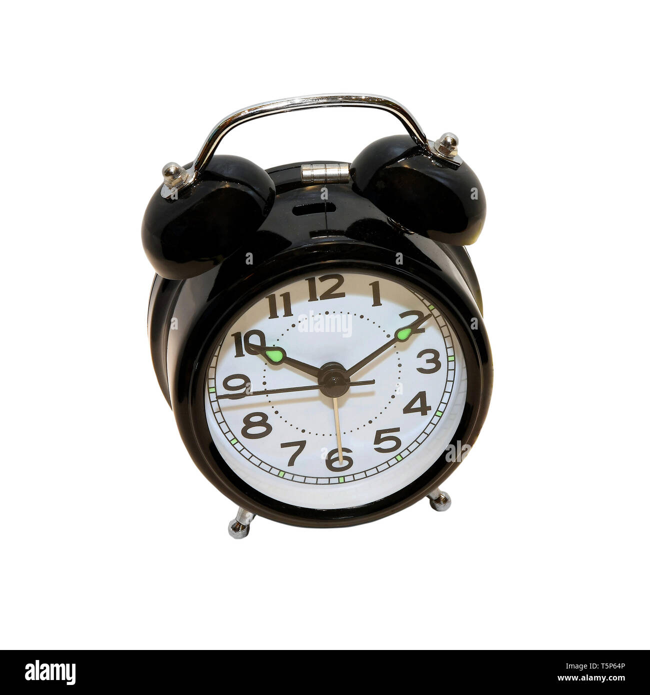 Retro alarm clock isolated with clipping path included Stock Photo - Alamy