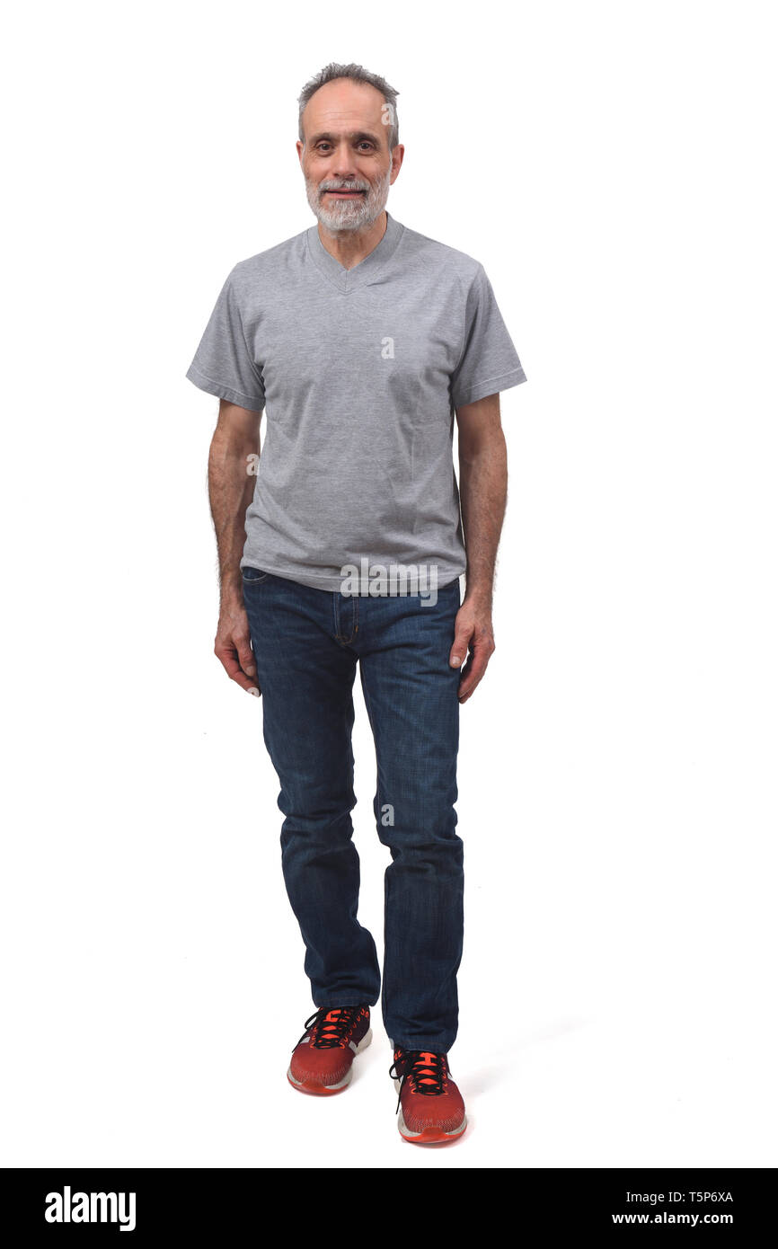 man waling on white Stock Photo - Alamy