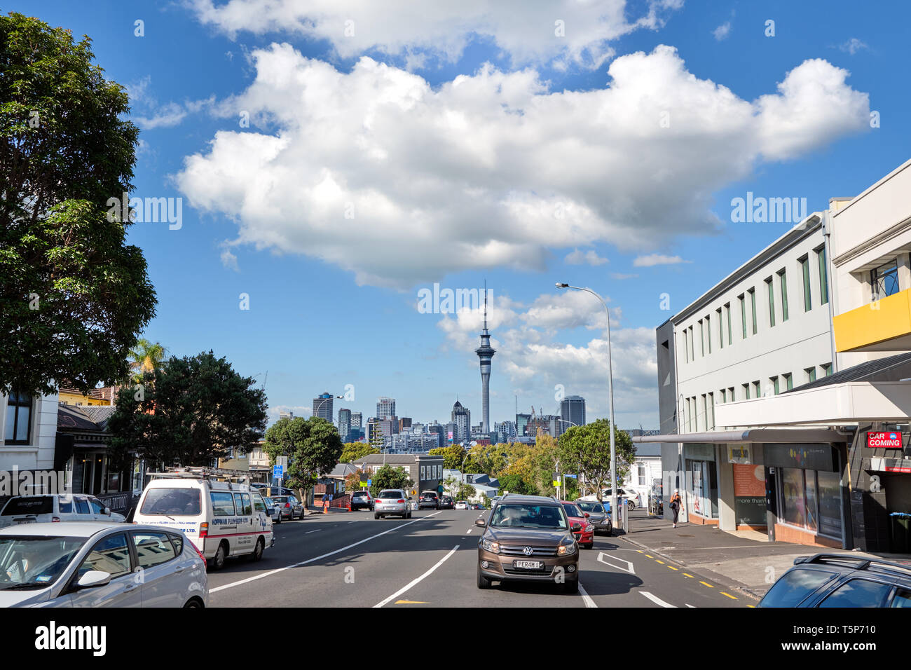 Suburbs of Auckland. SkyTower and CBD view Stock Photo - Alamy