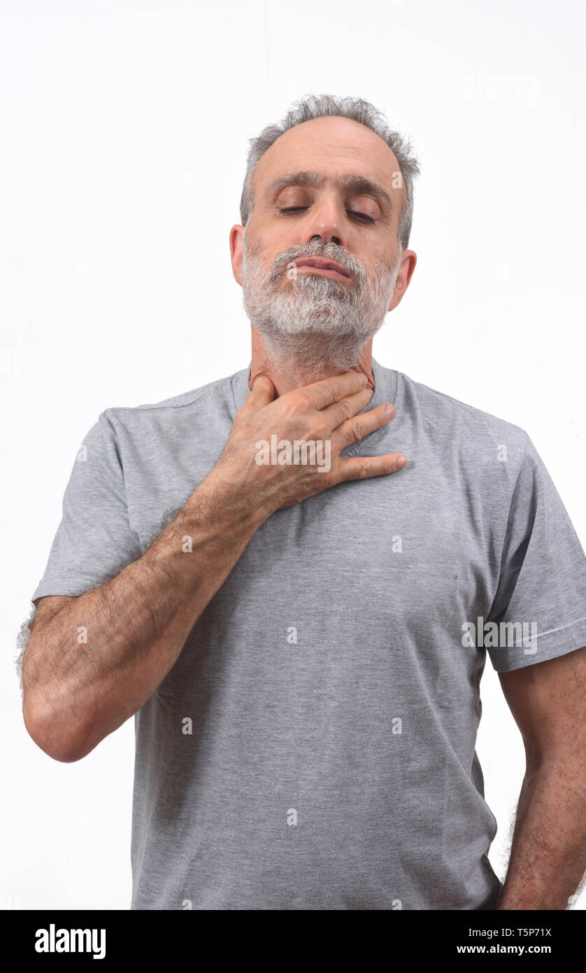 man with neck on white background Stock Photo - Alamy