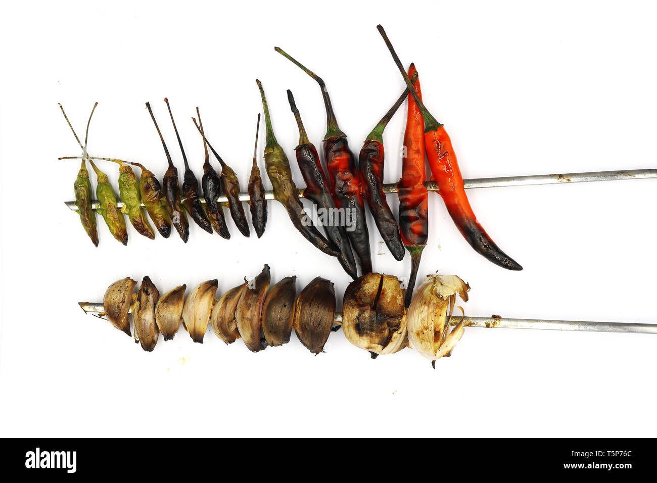 grilled Chilli and shallot prepare cooking isolated on white background ...