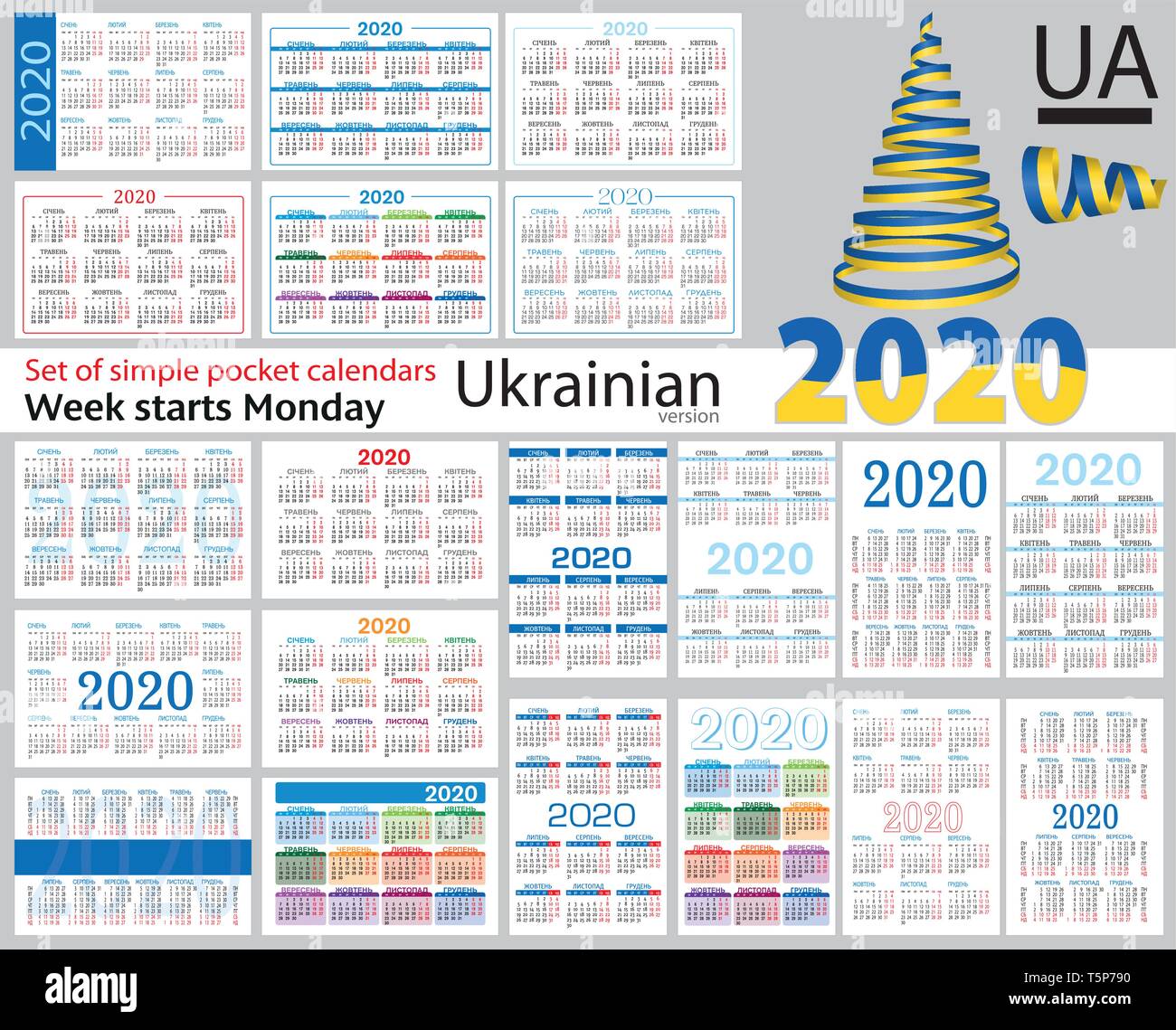 Ukrainian set of pocket calendars for 2020 (Two thousand nineteen ...