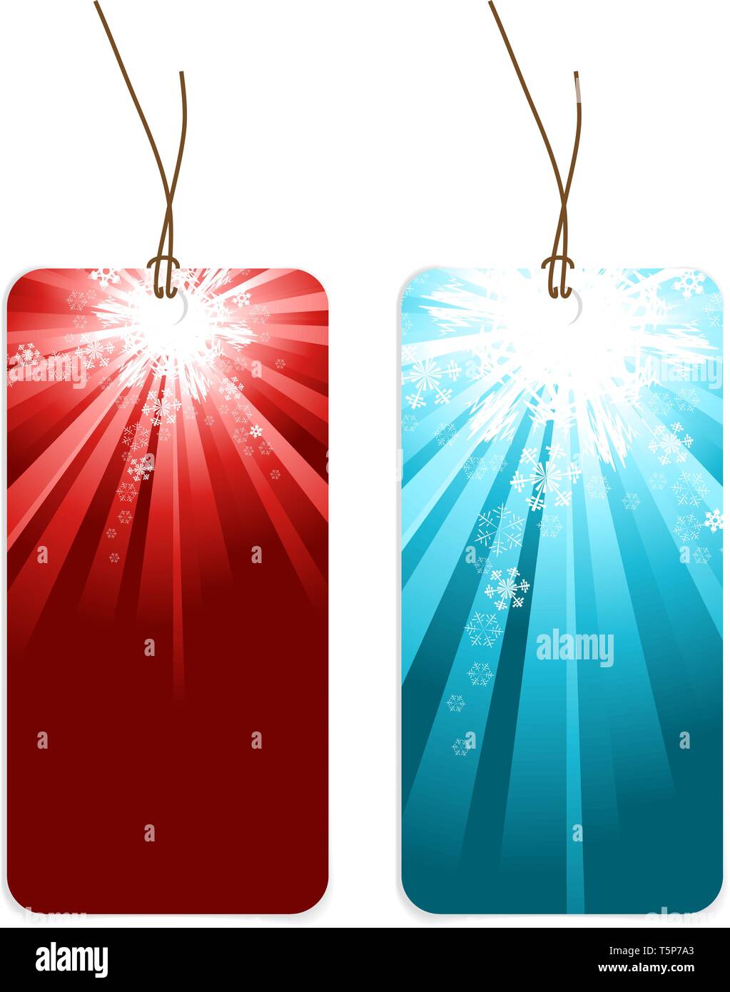 Christmas tags with snowflakes (blue and red version Stock Vector Image ...