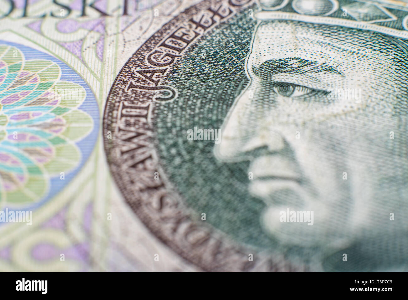 Polish Zloty banknotes (PLN) - Closeup on 100 PLN banknote. Macro shot ...