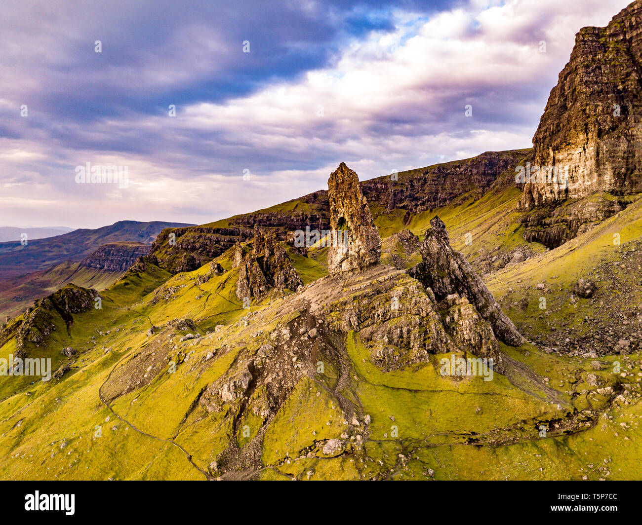 Aerial view of Old man of Storr - Isle of Skye - Scotland Stock Photo ...