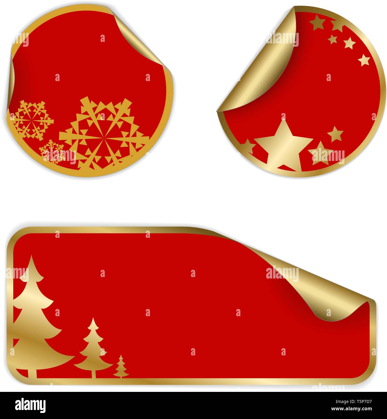 Christmas labels and stickers (golden and red Stock Vector Image & Art ...