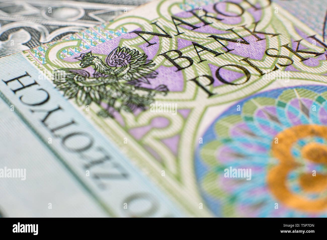 Polish Zloty banknotes (PLN) - Closeup on 100 PLN banknote. Macro shot ...