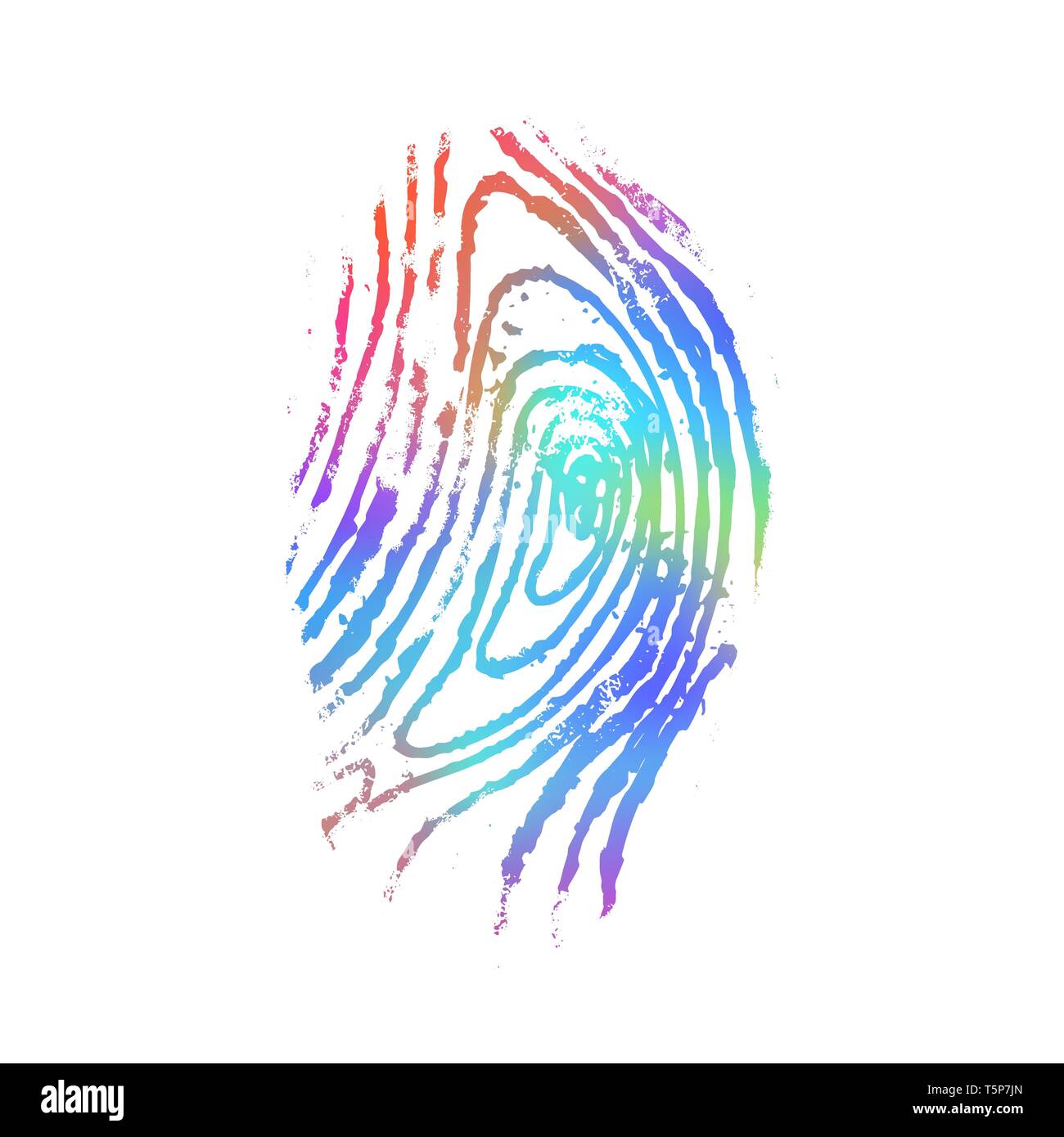 Detailed fingerprint in holographic colours isolated on white Stock ...