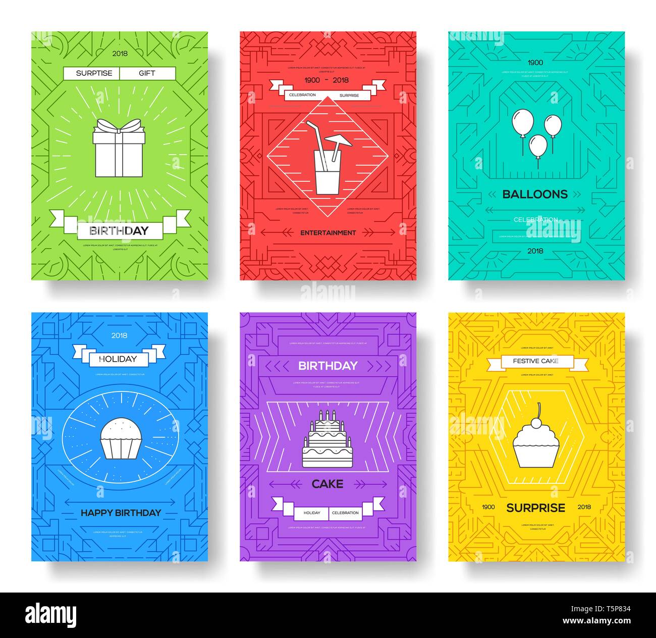 happy birthday set infographics template concept. Icons for your ...