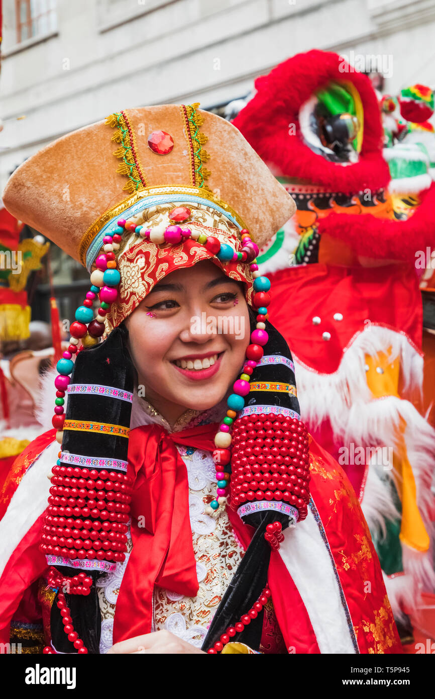 England, London, Chinatown, Chinese New Year Parade, Female Parade ...