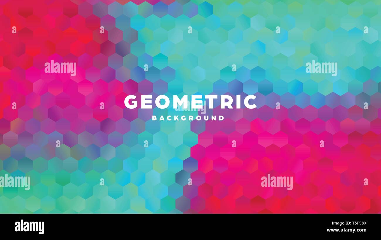 Hexagonal polygonal abstract background. Colorful triangle gradient design. Low poly hexagon ...