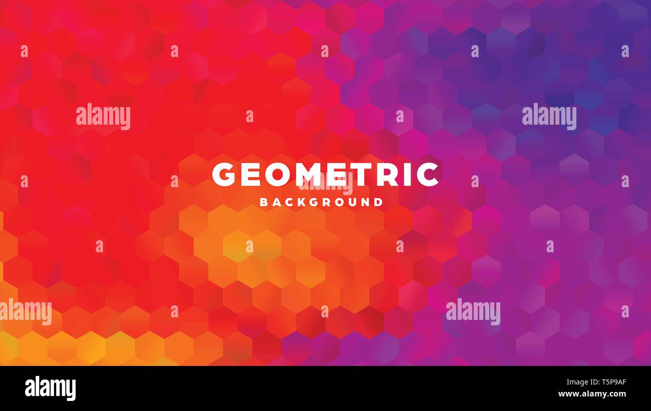 Hexagonal polygonal abstract background. Colorful triangle gradient design. Low poly hexagon ...