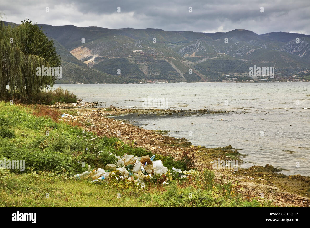 Beach in Pogradec. Albania Stock Photo - Alamy