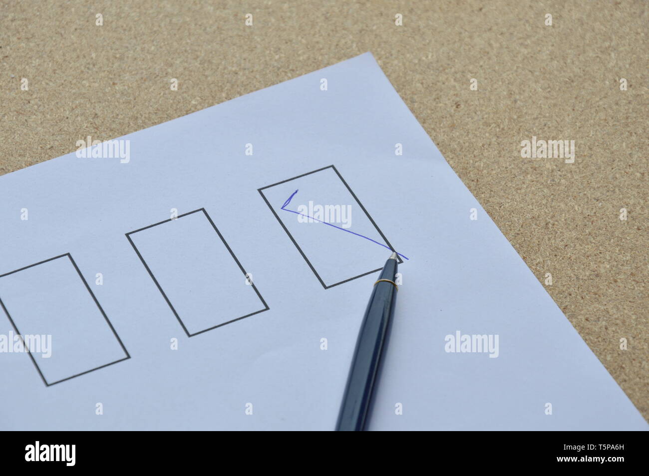 pen filled correct sign in the blank on white paper Stock Photo - Alamy