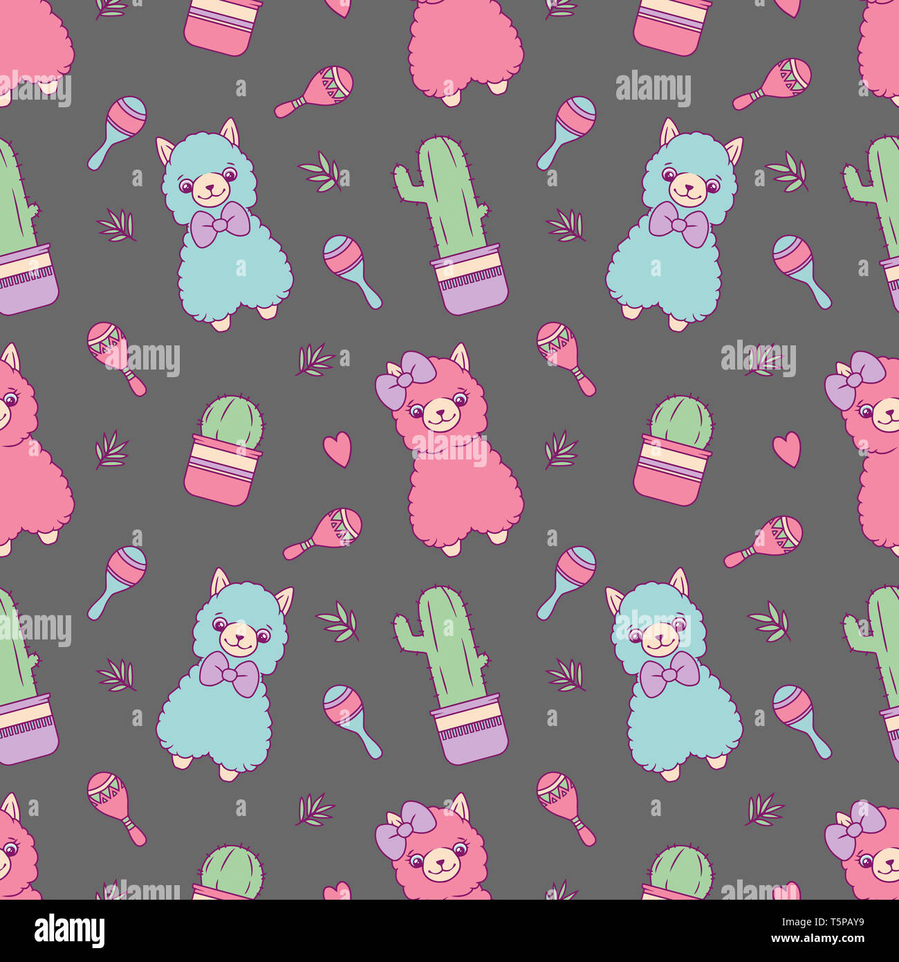 Peruvian Alpaca or Lama with cactus and rumba shakers cute colorful ...