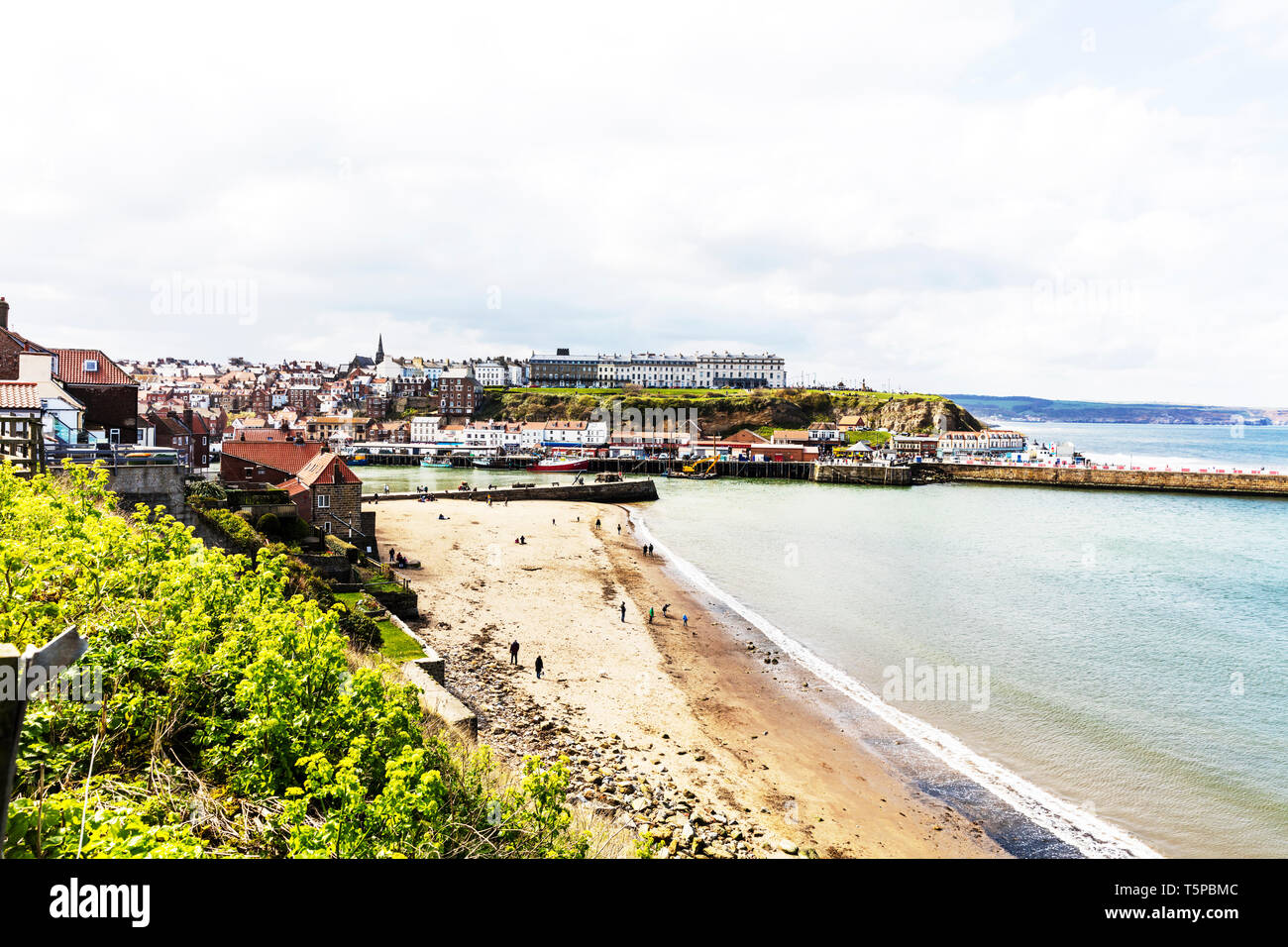 Whitby beach and town, Whitby Yorkshire UK England, Whitby UK, Whitby ...