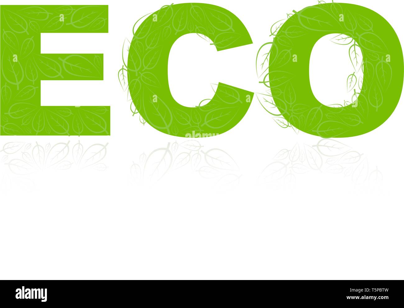 Eco lettering made from green leafs on white background Stock Vector ...