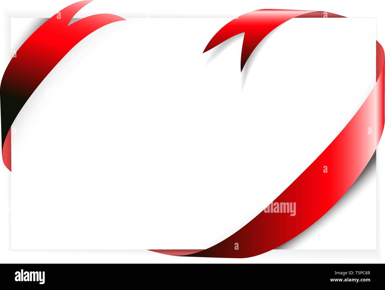 Red ribbon around blank white paper (where you should write your text ...