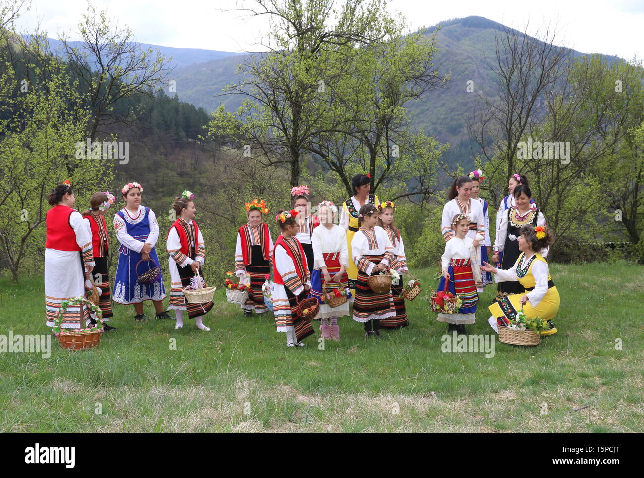 Bov, Bulgaria - April 20, 2019: Lazarki day is a Bulgarian traditional ...