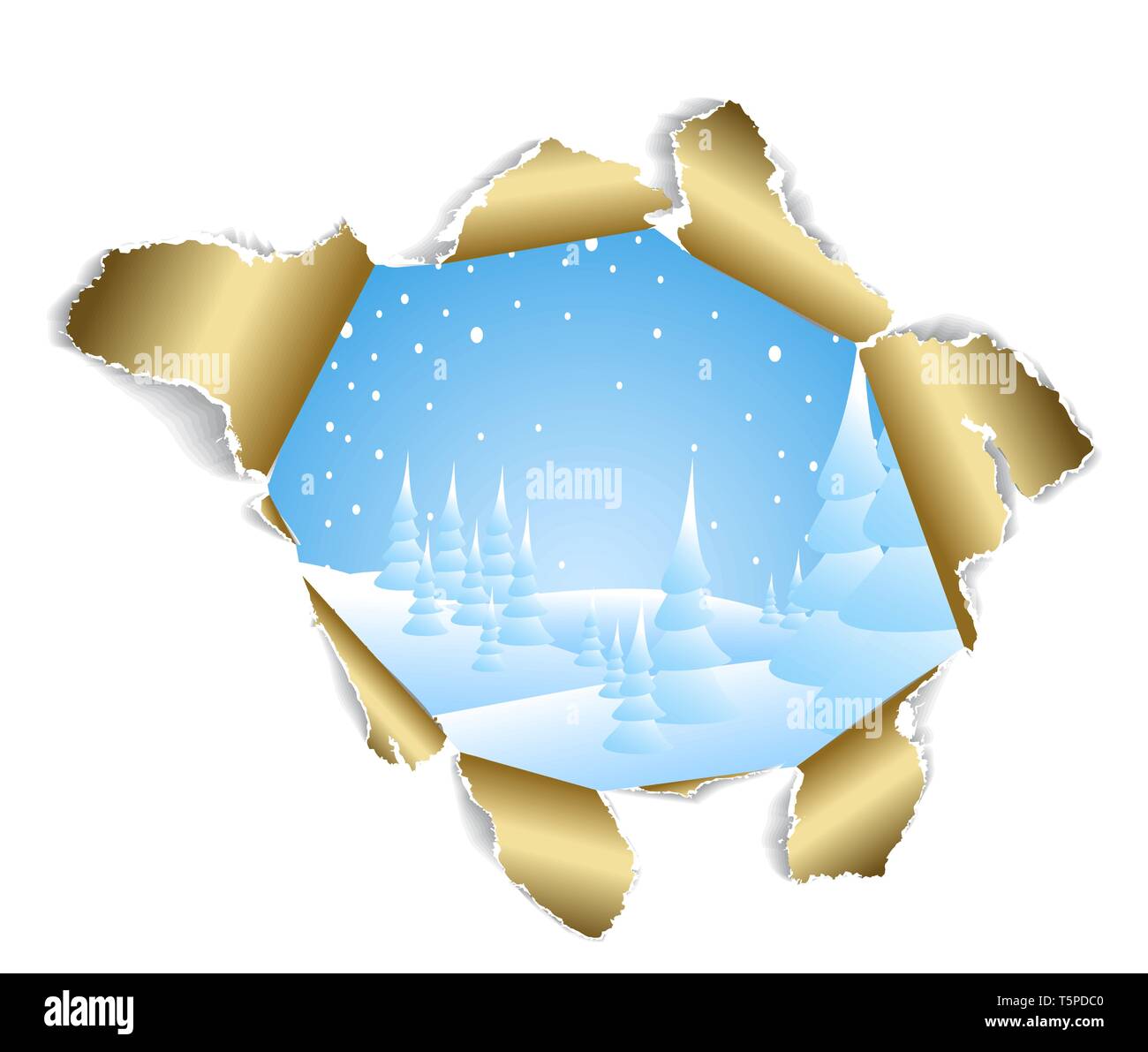 Golden hole to the winter snowy landscape Stock Vector Image & Art - Alamy