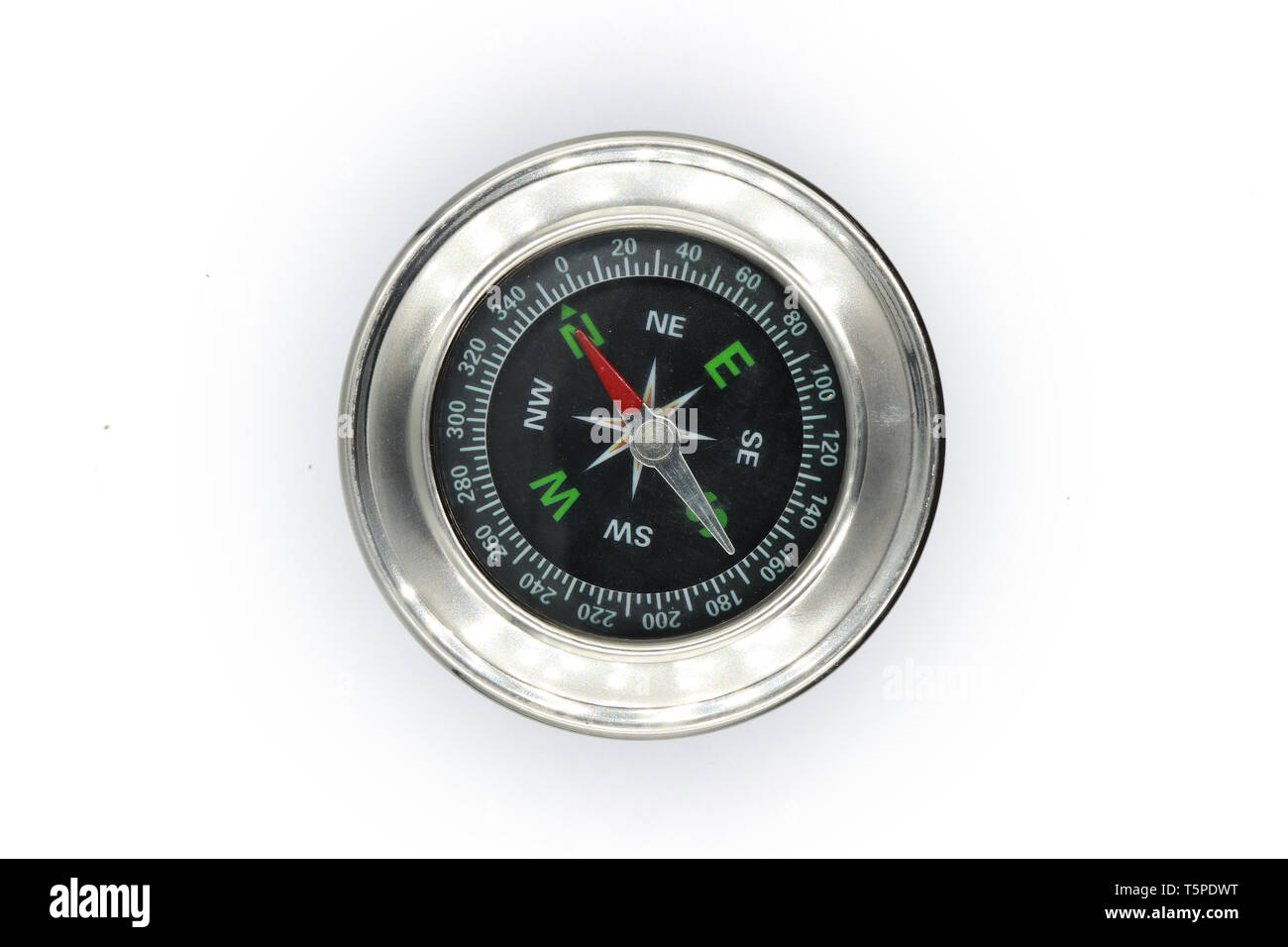 Black chrome compass isolated on white background Stock Photo - Alamy