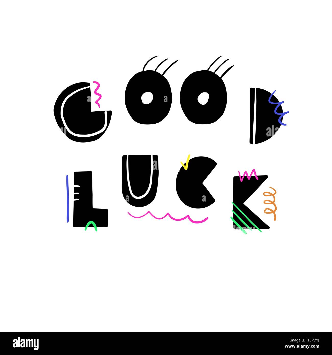 Good Luck hand drawn lettering. Modern Calligraphy. Vector Illustration ...