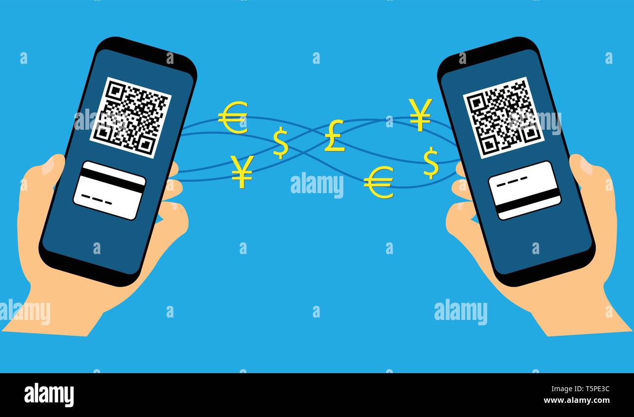 Two hands holding mobile Stock Vector Images - Alamy