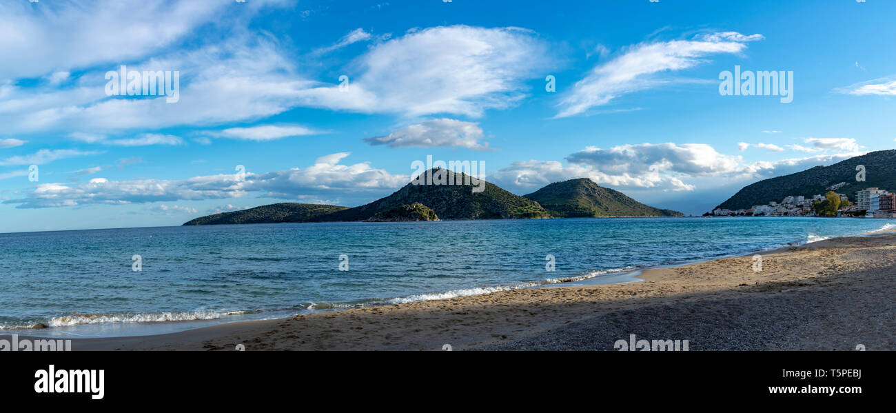 Small town Tolo, located near Nafplio in cozy sea bay with clear water ...