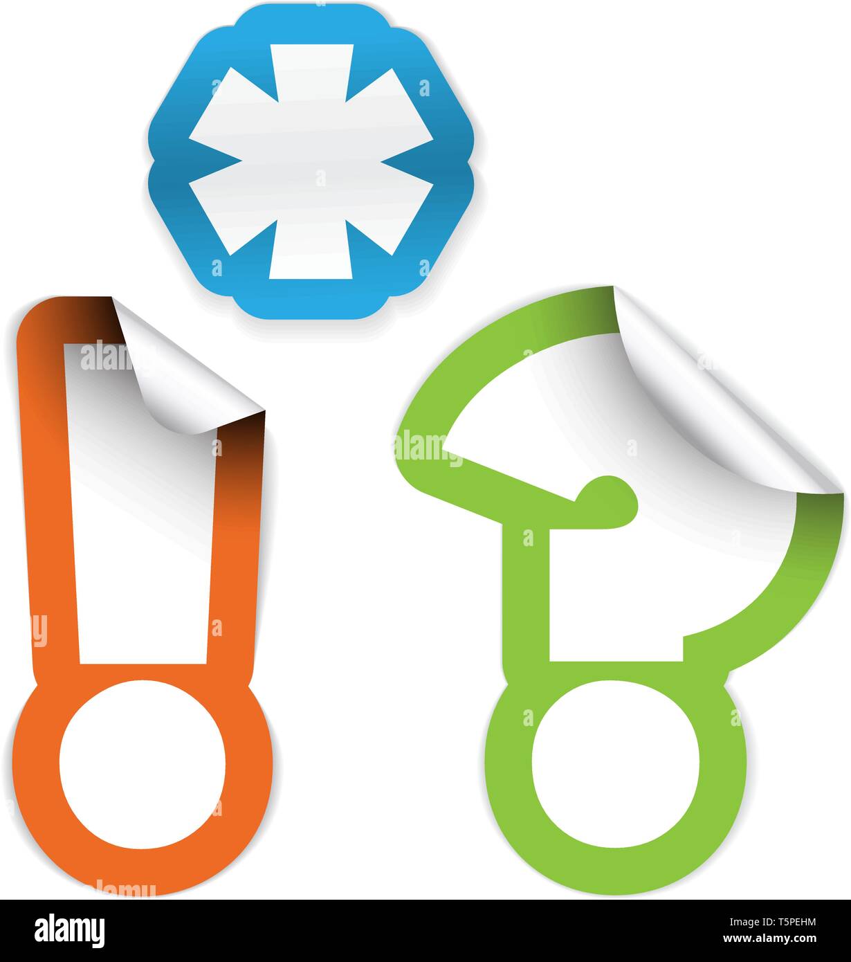 Set of labels - asterisk, exclamation mark and question mark Stock ...