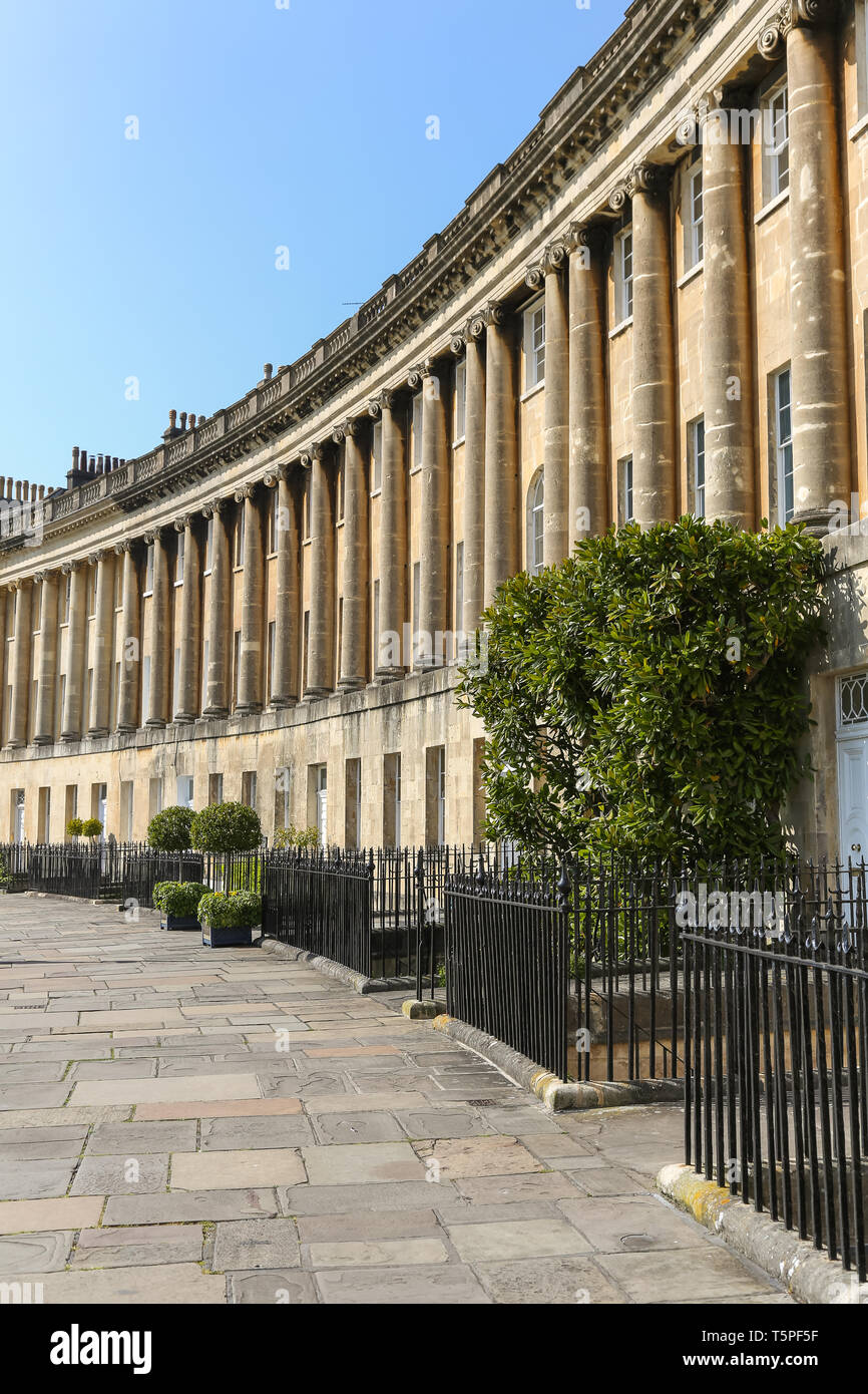 BATH, England - APRIL19, 2019: The Circus is a historic street of large ...