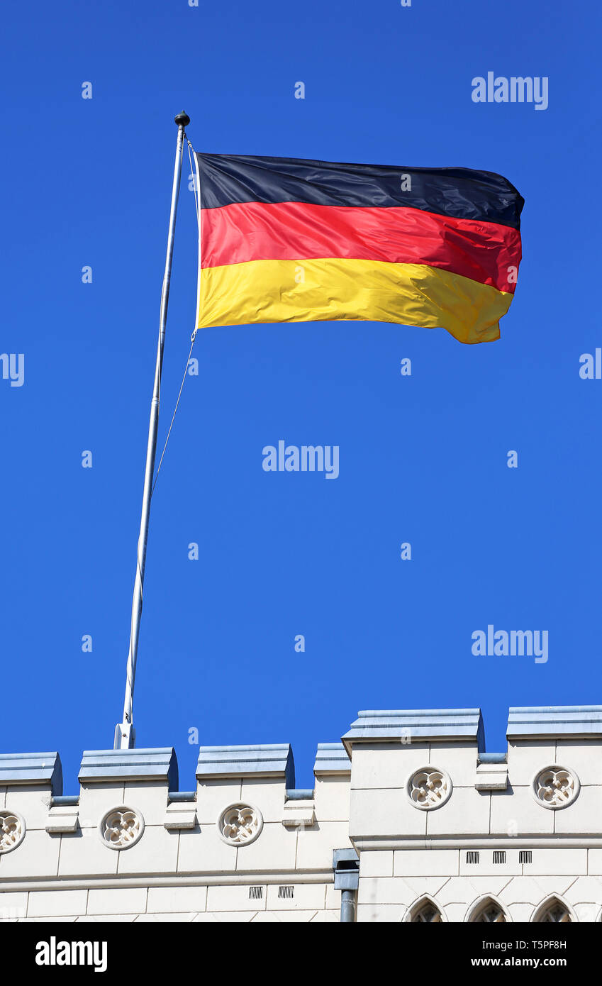 german banner on a flagstaff Stock Photo - Alamy