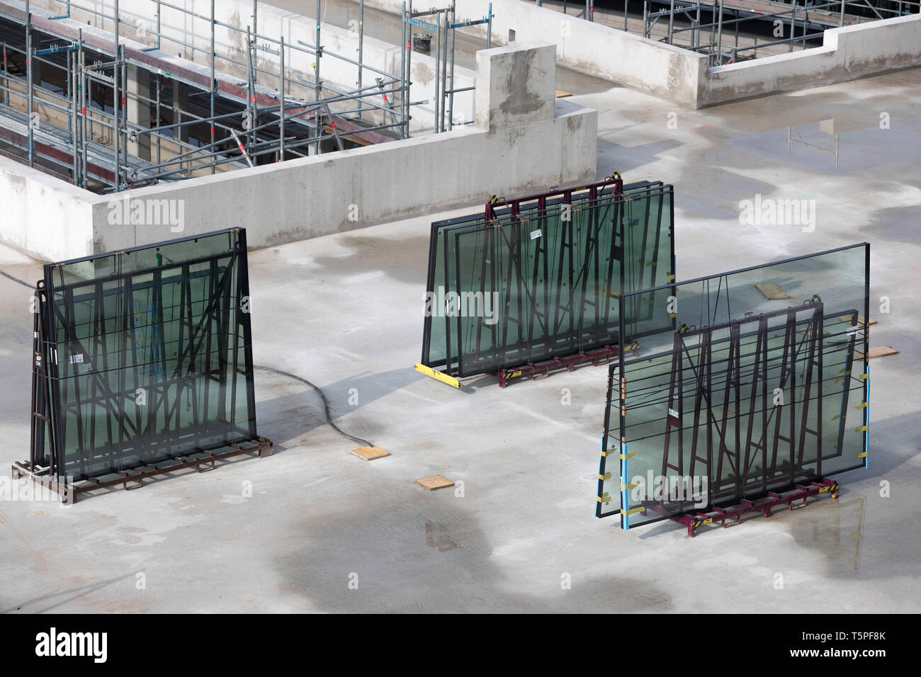glass panes on construction site Stock Photo - Alamy