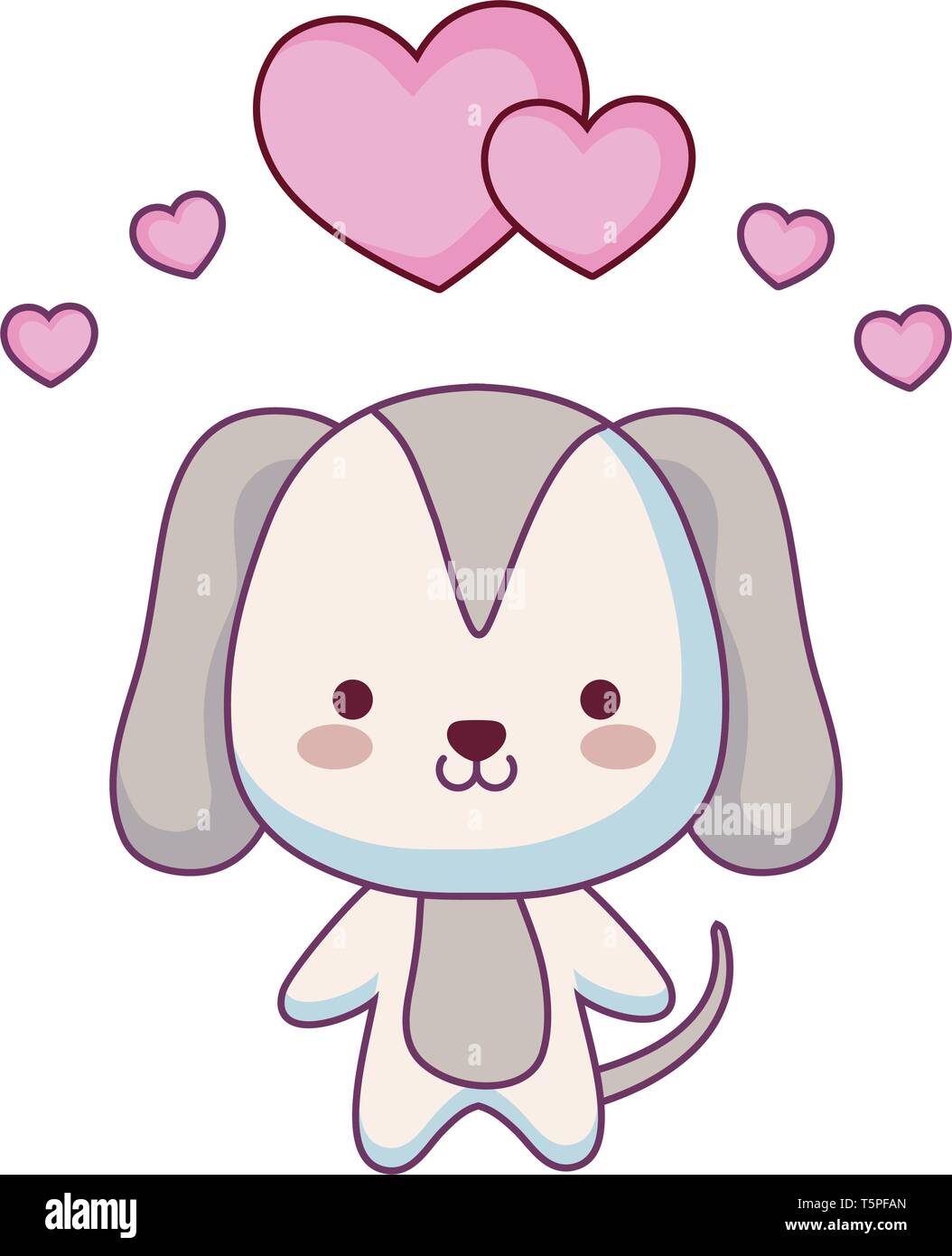 cute dog animal with hearts love vector illustration design Stock ...