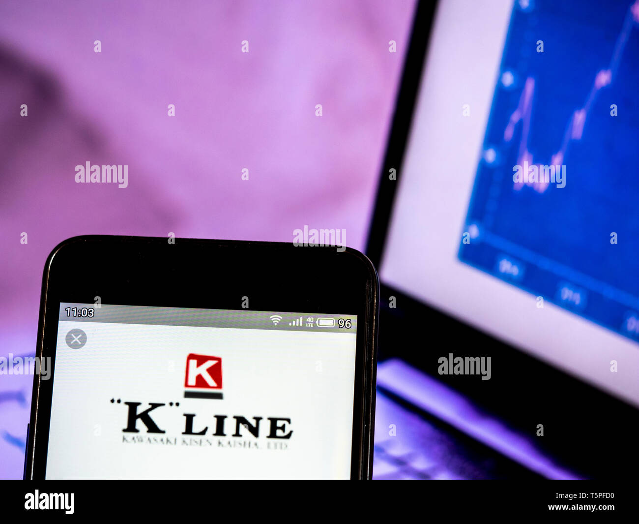 In this photo illustration a Kawasaki Kisen Kaisha, Ltd. (Abbreviation ...