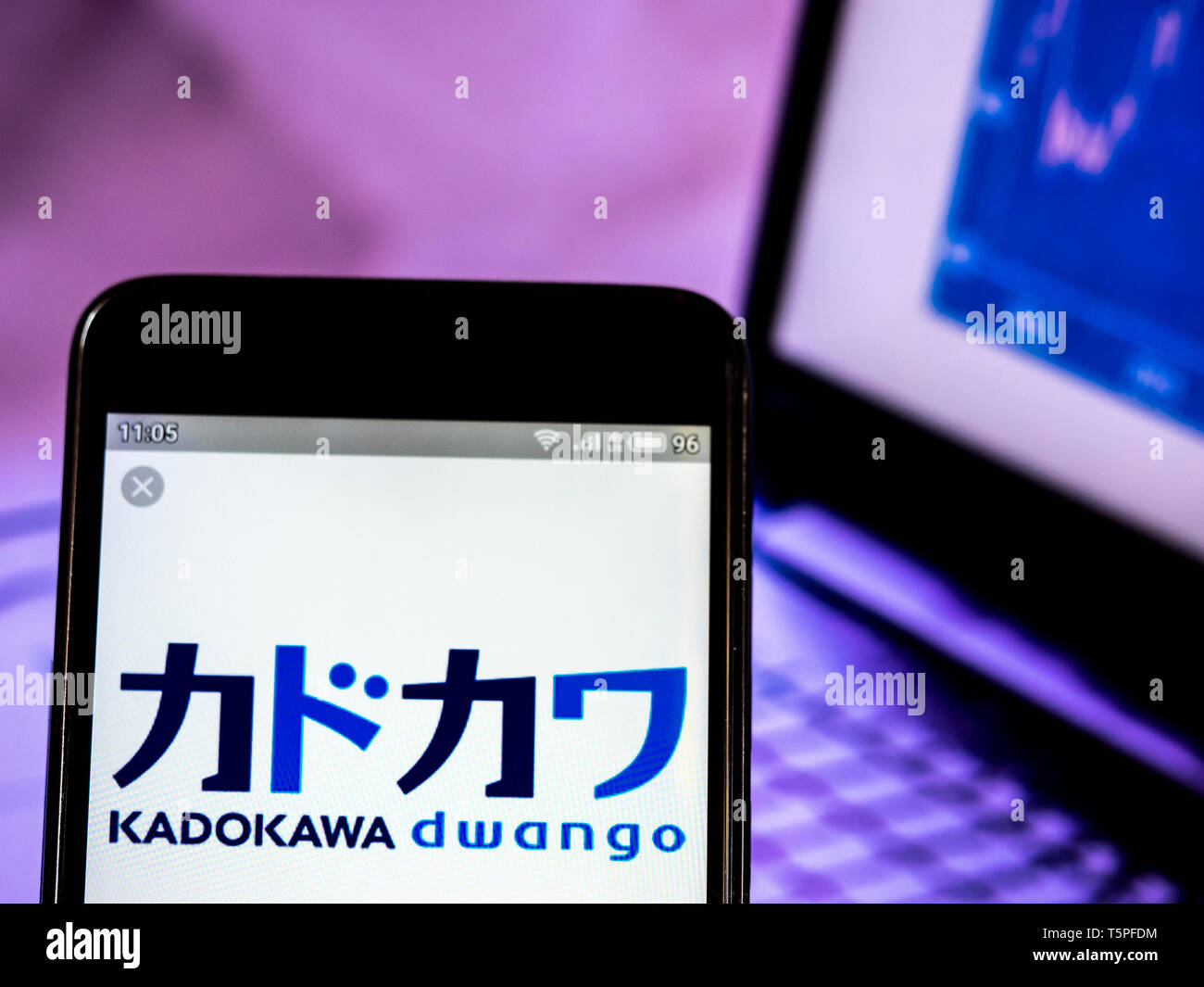 In this photo illustration a Kadokawa Dwango Corporation logo seen ...