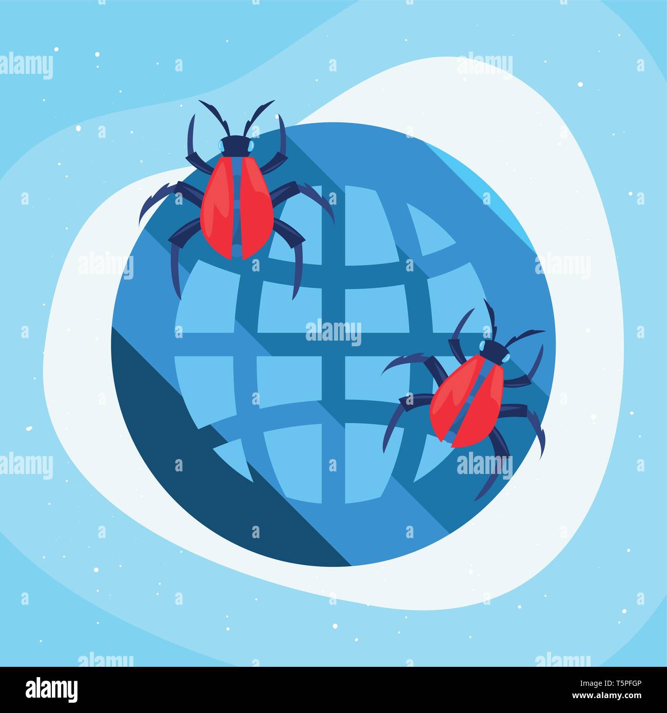 world virus bugs cyber security vector illustration Stock Vector Image ...