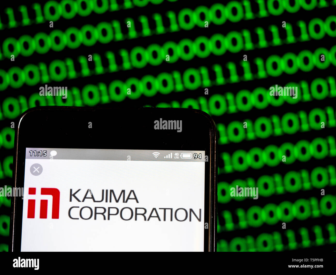 In this photo illustration a Kajima Corporation logo seen displayed on ...