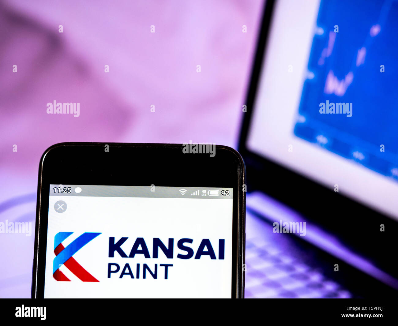 In this photo illustration a Kansai Paint Co.,Ltd. logo seen displayed ...