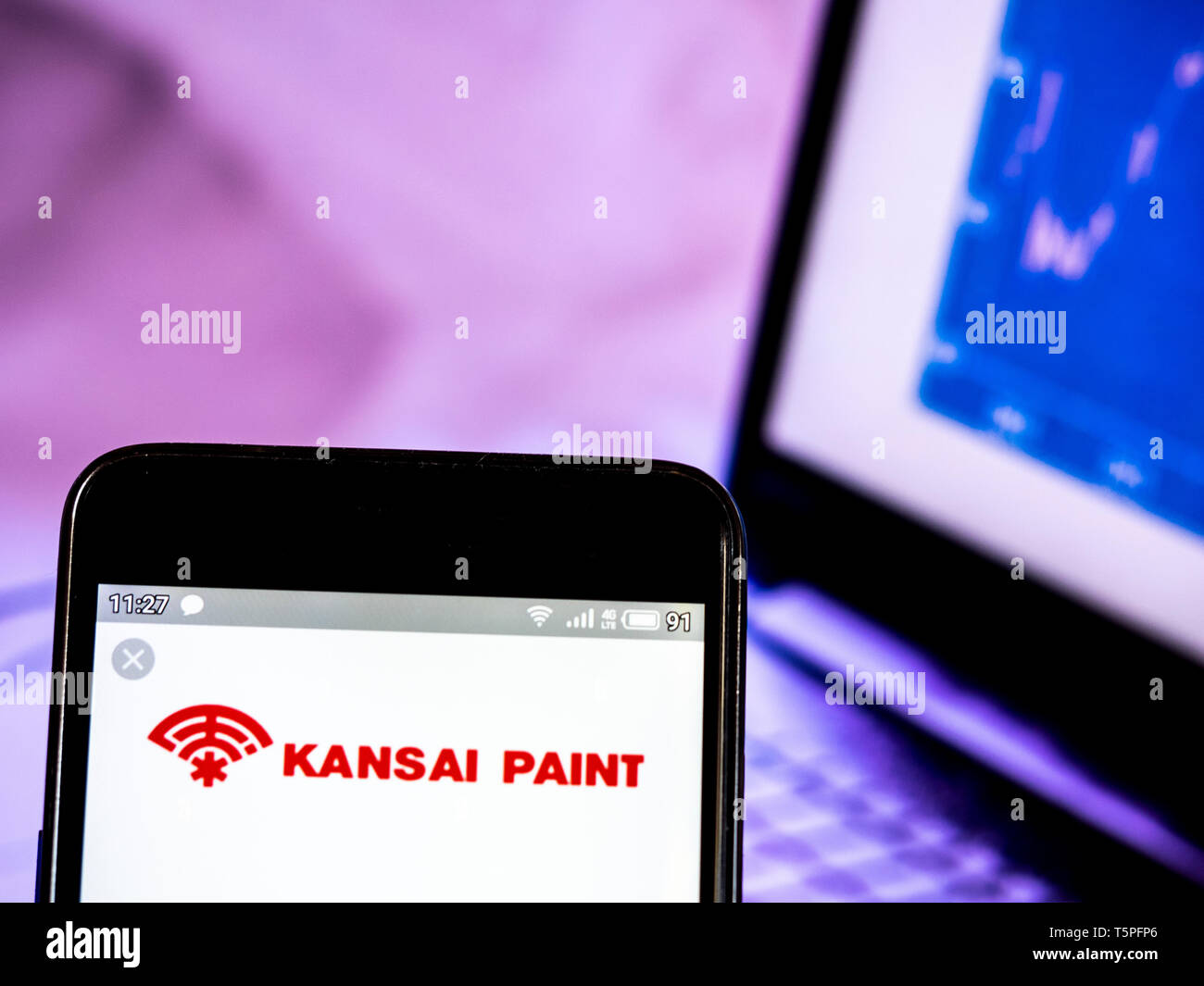 In this photo illustration a Kansai Paint Co.,Ltd. logo seen displayed ...