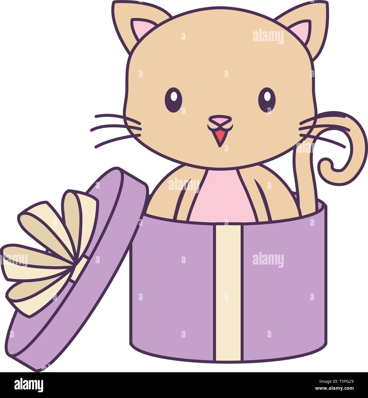 cute cat animal in gift box vector illustration design Stock Vector ...