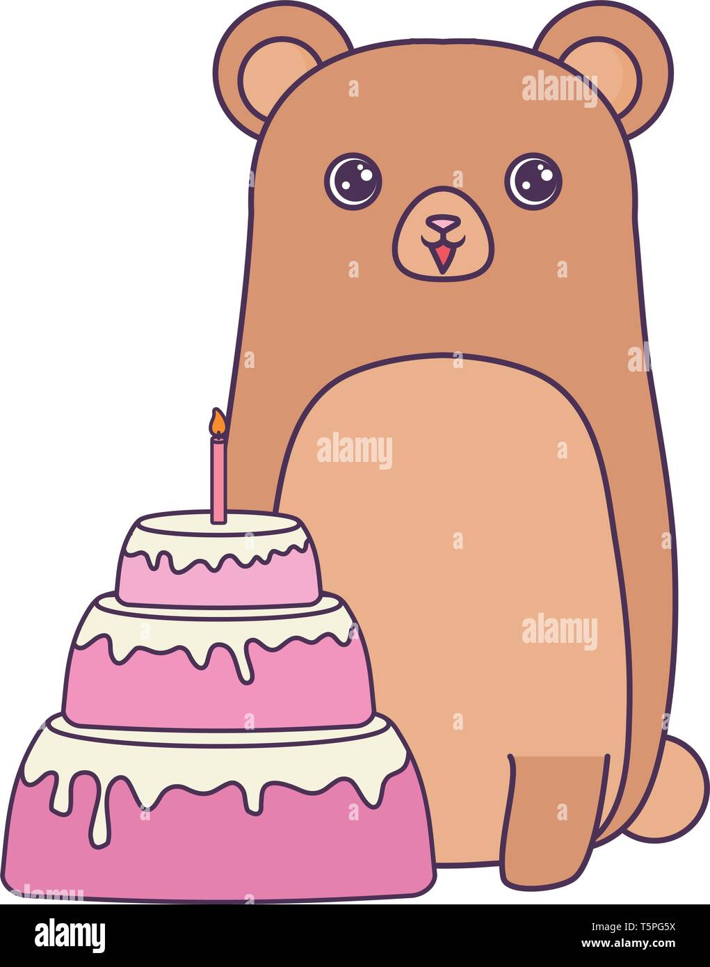 cute chipmunk animal with cake of birthday vector illustration design ...