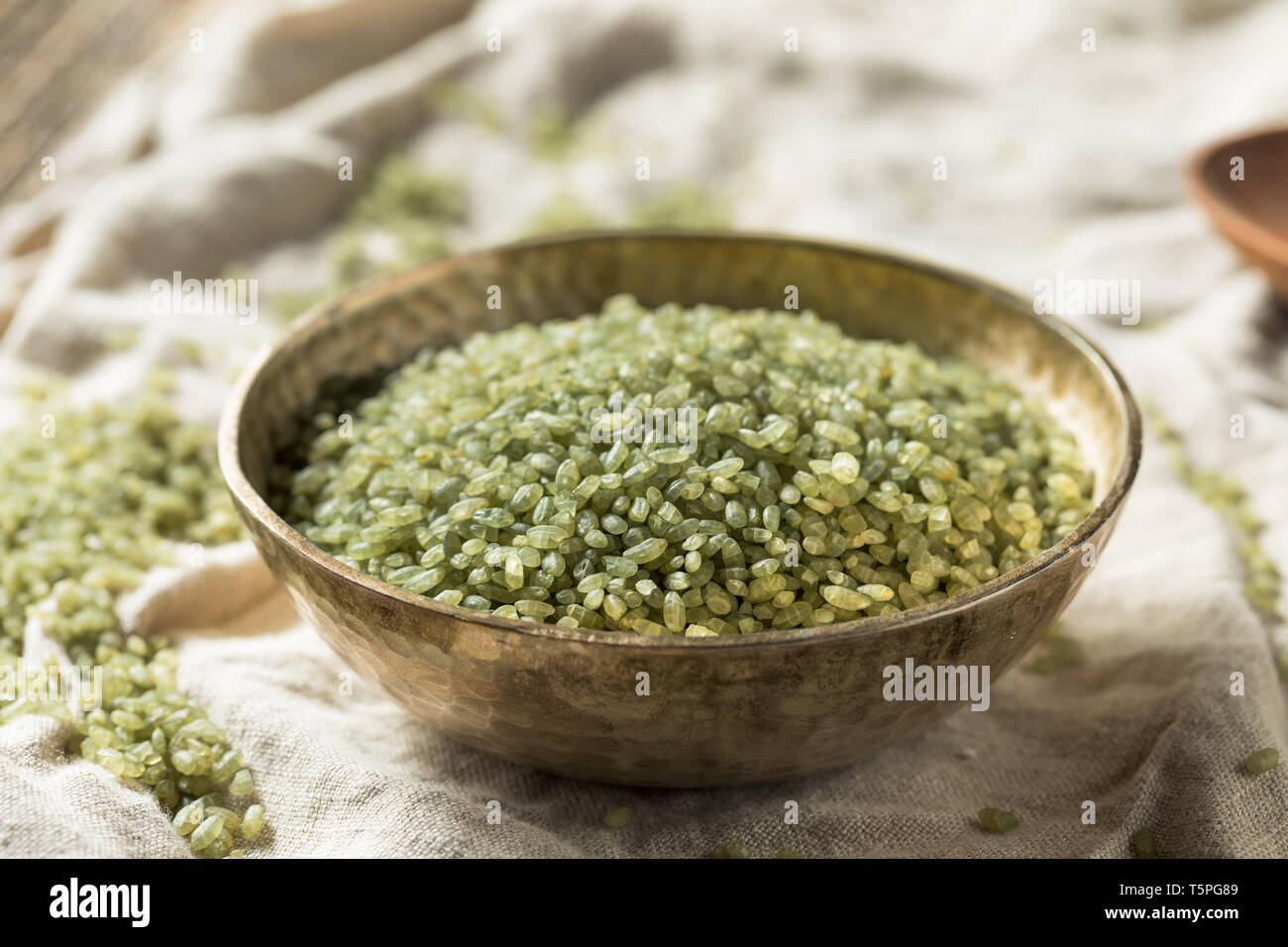 Raw Organic Green Bamboo Rice in a Bowl Stock Photo - Alamy