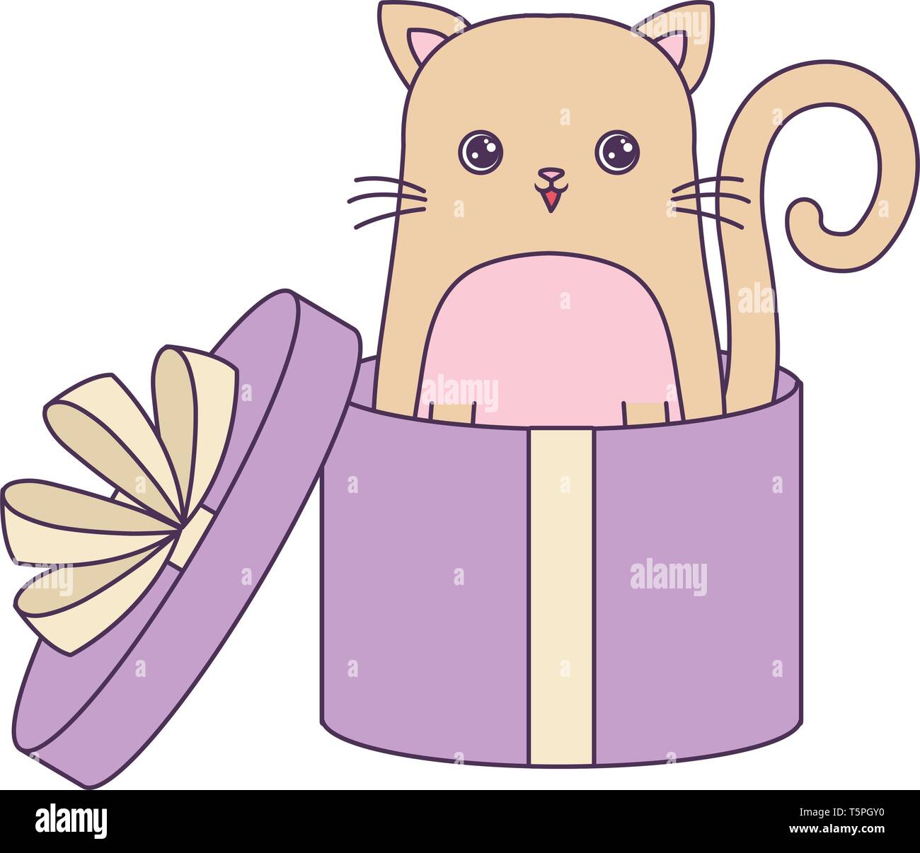 cute cat animal in gift box vector illustration design Stock Vector ...