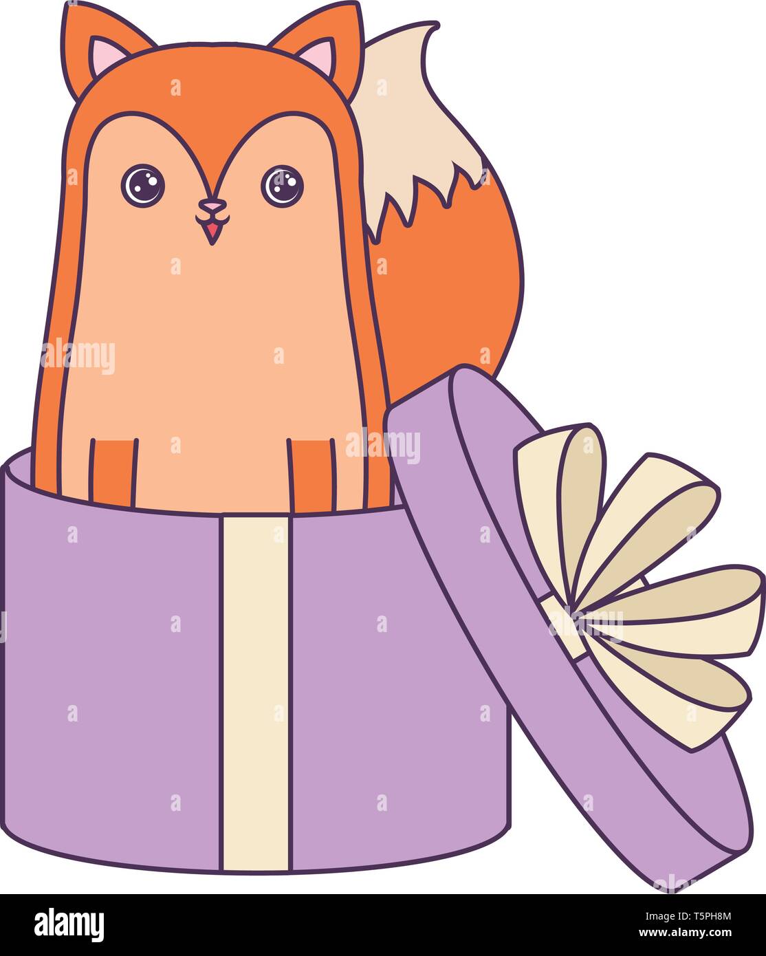 cute fox animal in gift box vector illustration design Stock Vector ...