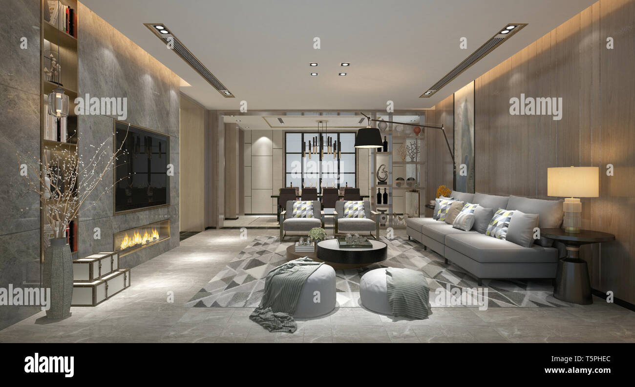 3d render living room Stock Photo - Alamy