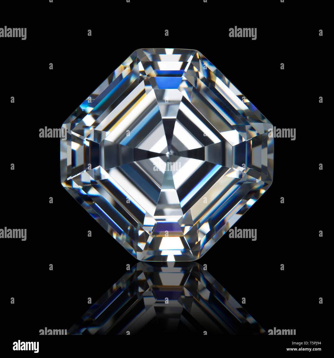Diamond, Asscher Cut gemstone, Asscher cut Diamond Stock Photo - Alamy