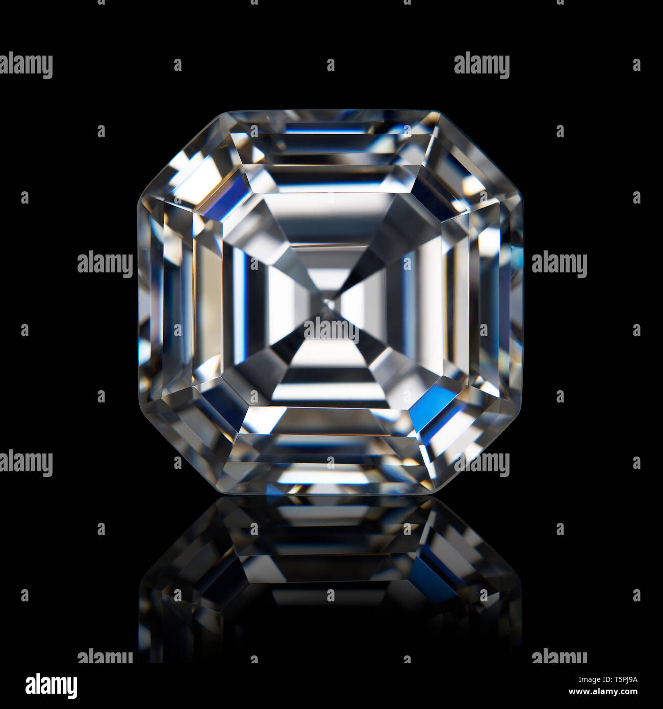 Diamond, Asscher Cut gemstone, Asscher cut Diamond Stock Photo - Alamy